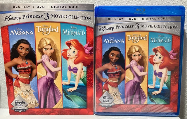 NEW DISNEY PRINCESS 3-Movie Collection: Moana Tangled Little Mermaid ...