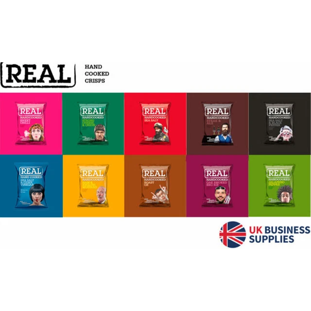 REAL CRISPS HAND Cooked Crisps 24 x 35g 10 Flavours To Choose £18.49 ...