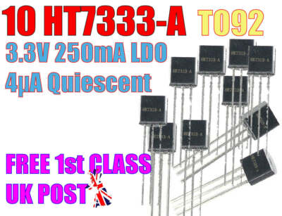 10 3.3V HT7333-A TO92 250mA LDO Voltage Regulators. FREE 1st CLASS POST ...