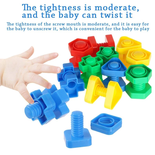 TOY EDUCATIONAL BUILDING Nut Shape Building Blocks Montessori Screw ...