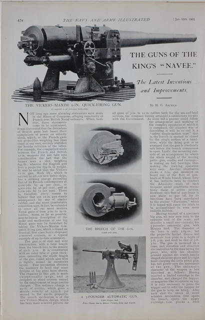 1901 PRINT GUNS Of Kings Navy Vickers-Maxim 3-Pounder Automatic Gun £48 ...