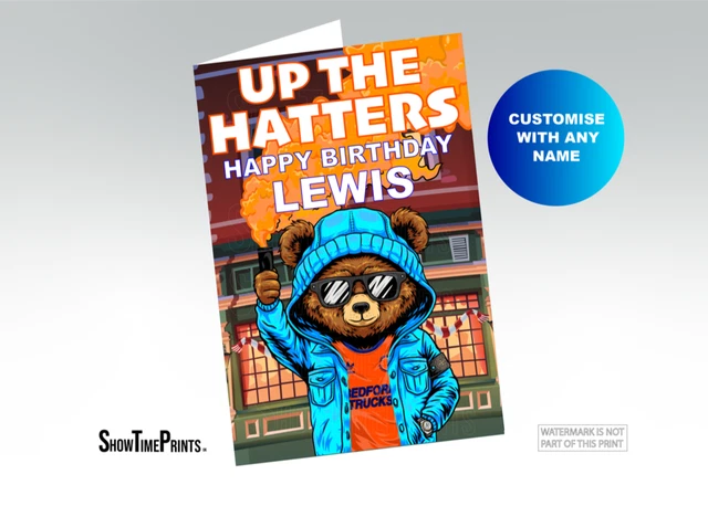 LUTON TOWN PERSONALISED Birthday Card, Funny Football Card, The Hatters ...