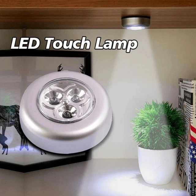 LED TOUCH BATTERY push Bright Light self-stick on Wall Kitchen Cabinet ...