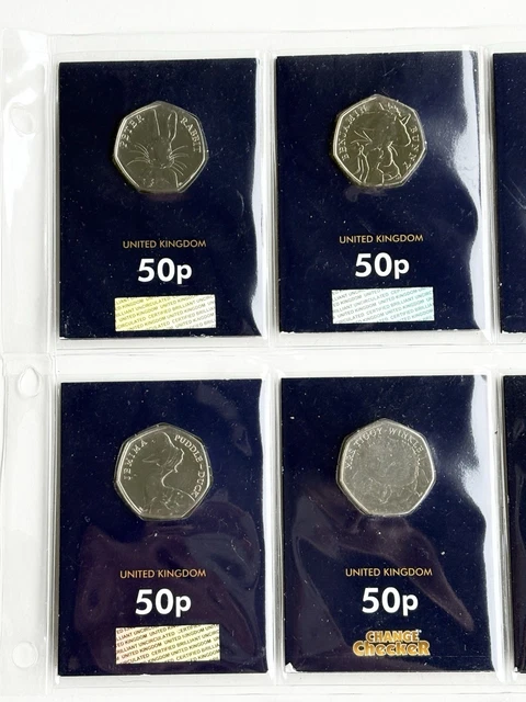 BEATRIX POTTER 50P Coins x9 Brilliant Uncirculated Change Checker ...