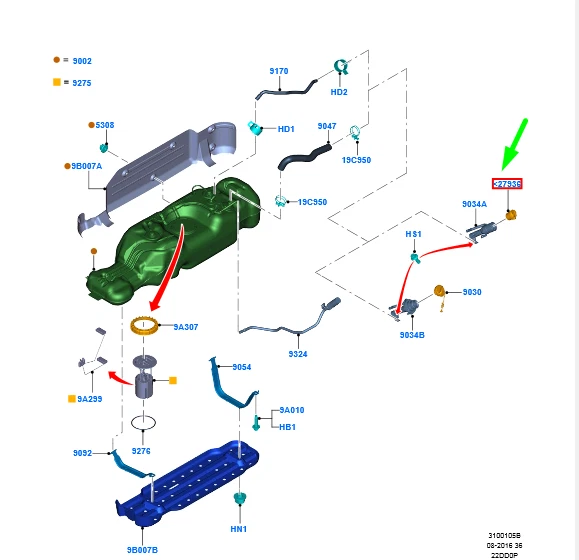 FORD RANGER T6 MK1 Fuel Tank Filler Pipe Inlet Valve 1744927 NEW ...