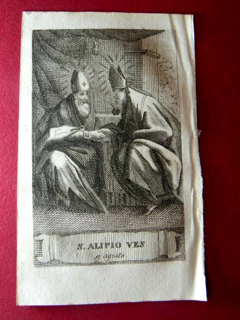 SANTO ALIPIO TAGASTE Evêque Acquaforte Original 1819 Gravure À L’Eau ...