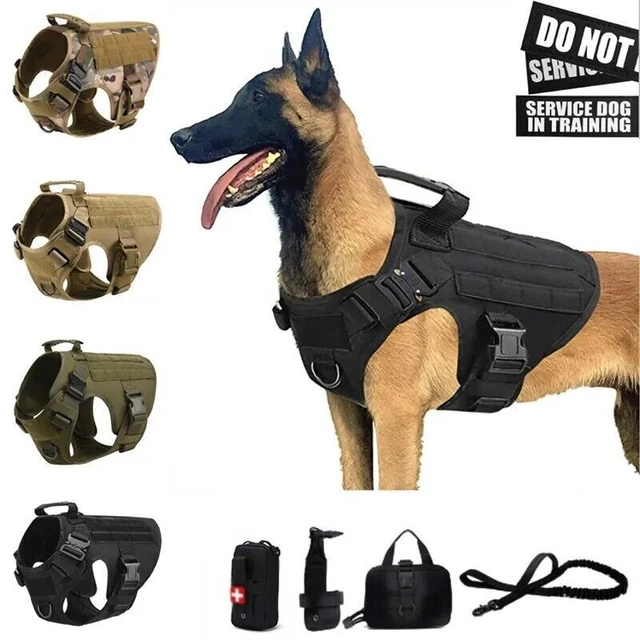 MILITARY PET VEST, Tactical Training Dog Harness and Leash Set For All ...