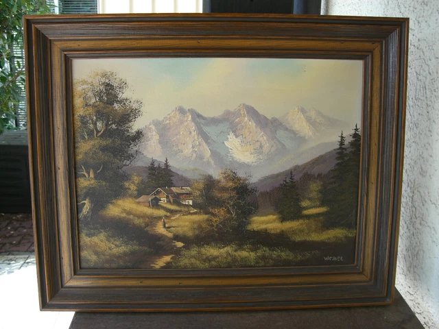 ORIGINAL WIESNER GEMÄLDE Ölbild auf Keilrahmen Berglandschaft signiert EUR 99,50 - PicClick DE