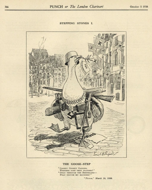 VINTAGE 1936 PUNCH Cartoon "The Goose- Step" Nazi March - Rhineland ...
