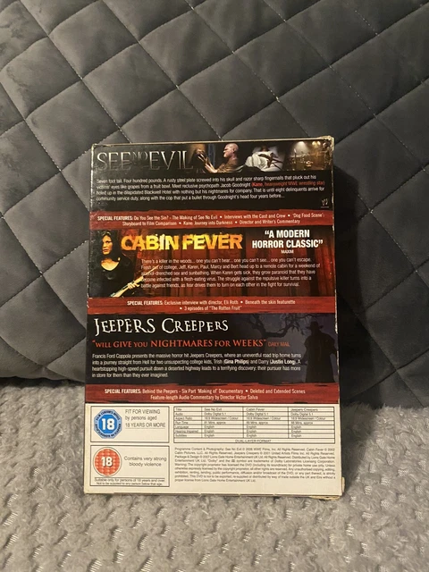 TRIPLE HORROR FILM Set- SEE NO EVIL- CABIN FEVER- JEEPERS CREEPERS Dvd ...