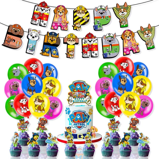 PAW PATROL BIRTHDAY Geburtstagsdeko Luftballons Banner Tortenaufleger ...