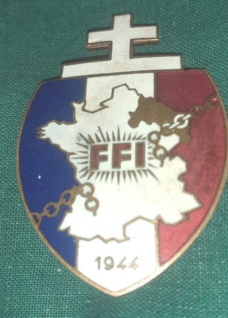 INSIGNE FFI 1944. "Forces Franç. Intérieur, matriculé 4114, Poinçon A.B ...