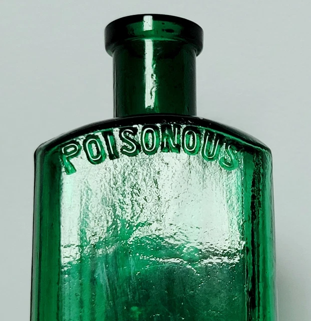 RARE EMBOSSING EMERALD green antique poison bottle £42.30 - PicClick UK