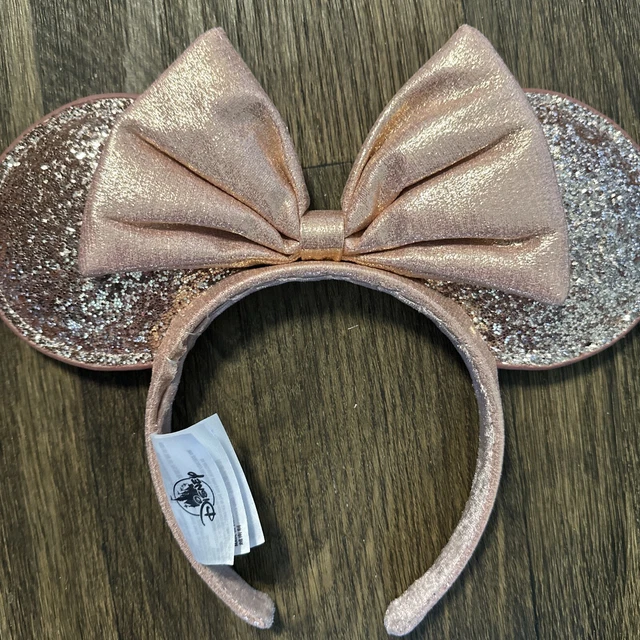 DIADEMA OREJA MINNIE Mouse Arco Satinado Rosa Lentejuelas Color Oro ...