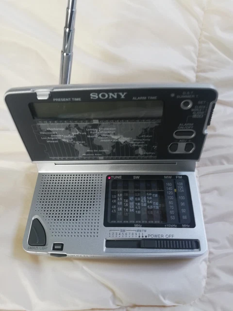 SONY WORLD TIME Receiver ICF-SW12 Pocket 11 Band Radio/ Alarm Clock Not ...