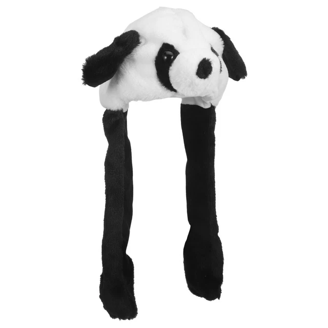 ANIMALS EAR MOVING Jumping Hat Plush Panda Hat Cartoon Animal Moving ...