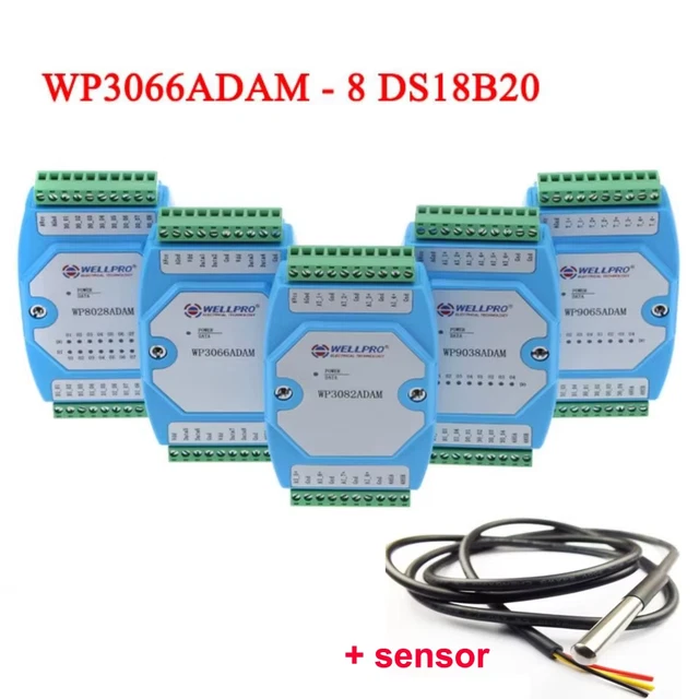 8 CHANNEL INPUT Temperature Sensor DS18B20 Module RS485 RTU MODBUS ...