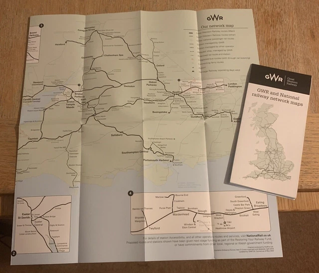 Gwr Network And Uk Rail Network Map Folded Leaflet May 2022 New Eur 2 62
