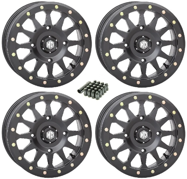 STI HD A1 Beadlock UTV Wheels Matte Black 15" 15x7 5+2 Can Am X3 Set of ...