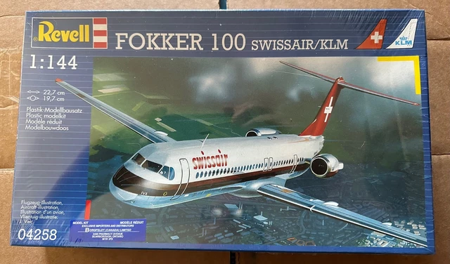 REVELL FOKKER 100 Model Kit 1-144 Swissair or KLM 1995 04258 Sealed £41 ...