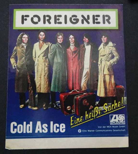 PROMOTIONAL STICKERS FOREIGNER Cold as Ice Single 1977 Atlantic Weã £17 ...
