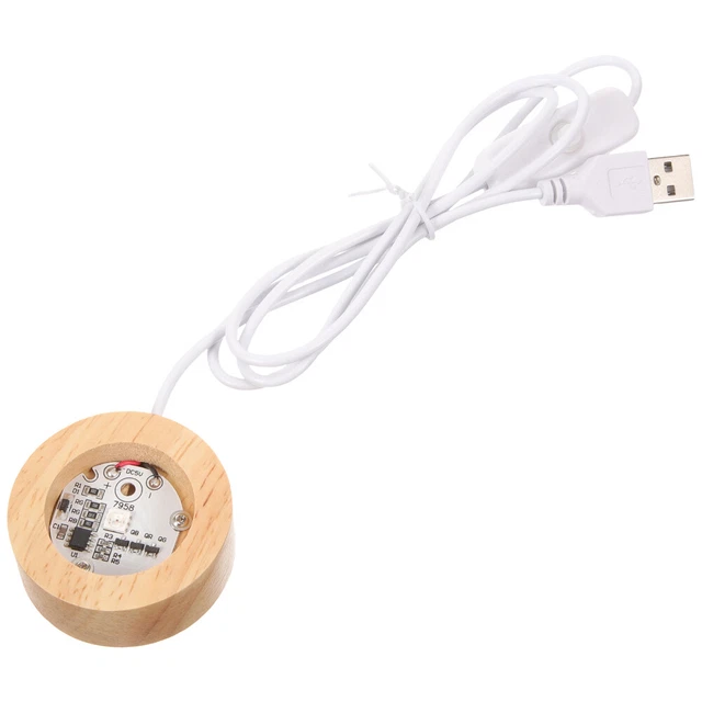 LED LIGHT BASE Wooden Display Stand Bedside Lamp USB Charging £8.79 ...