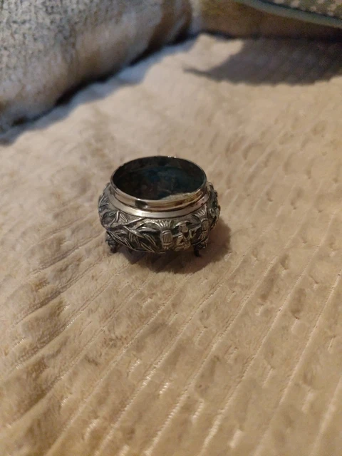 COUPE TRIPODE EN argent Sculpté Personnages Animal indochine Vers 1900/ ...