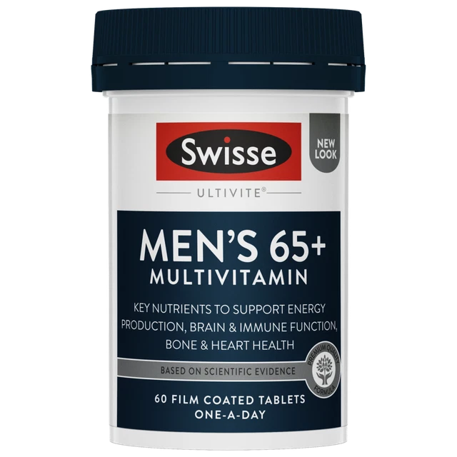 SWISSE ULTIVITE MEN'S 65+ Multivitamin 60 Tablets Key Nutrients for 65 ...