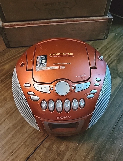 SONY BOOMBOX CD Cassette AM/FM Radio CFD-E75 Red Works No Remote No ...