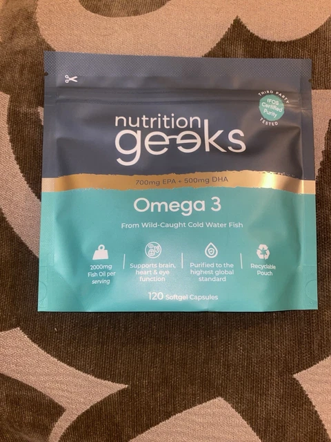 NUTRITION GEEKS OMEGA 3 2000g Fish Oils Per Serving 120 Soft Gel ...