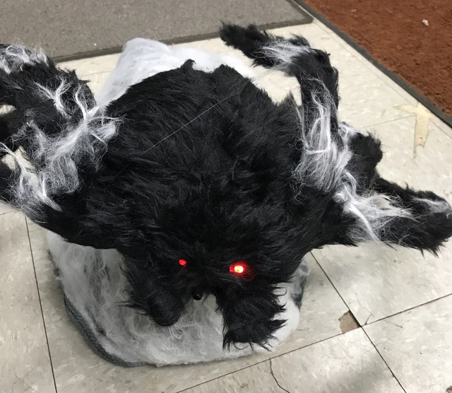 SPIRIT HALLOWEEN BLACK Jumping Spider Animated Pop Up Prop Eyes Light ...