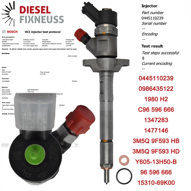 4X FORD FOCUS MK2 II 1.6 D Bosch Fuel Injector 0445110239 0986435122 1609850280 £263.94 ...