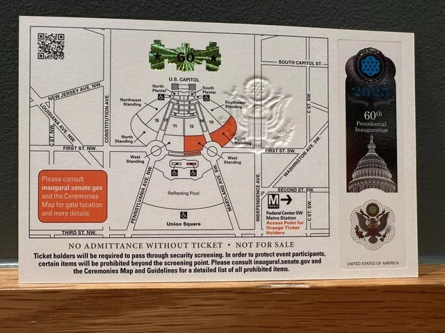 COMMEMORATIVE TRUMP INAUGURATION Invitation Program Orange Ticket 2025 ...