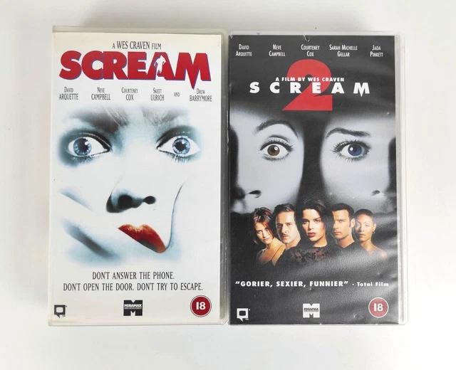 SCREAM 1 & 2 (VHS, PAL) - A Wes Craven 90s Horror Thriller Film Movie ...