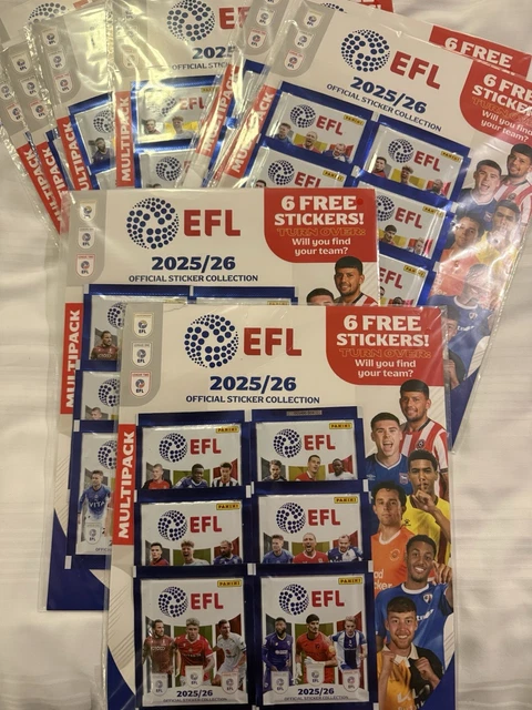 7 X MULTI Packs PANINI EFL 2025/2026 OFFICIAL STICKER COLLECTION NEW UK ...