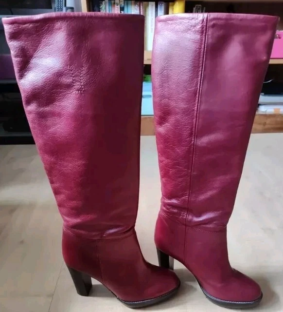 HOBBS RED GENUINE Leather Platform Boots £59.99 - PicClick UK