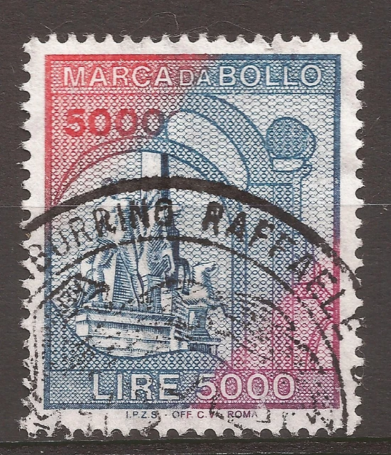 REPUBBLICA MARCA DA Bollo Da L. 5000 Annullata Con Timbro Ufficiale ...