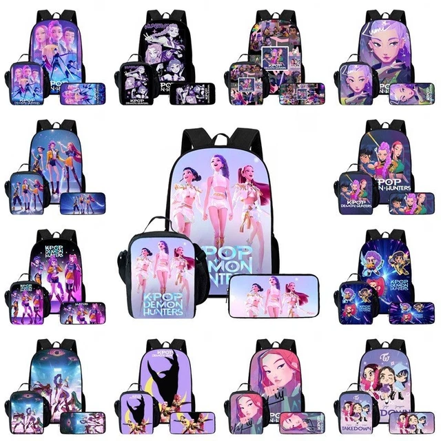 BACKPACK SHOULDER BAG Kpop Demon Hunters Lunch Bag Pencil Case School ...