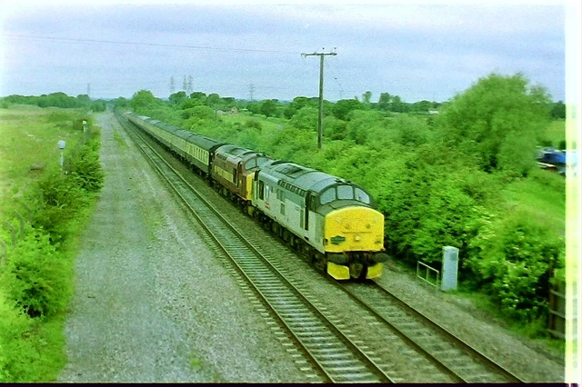 35MM RAILWAY COLOUR Negative Class 37 675 and 37 670 at Stenson ...