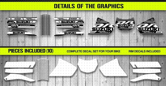 SUZUKI DR650 GRAPHIC KIT DECALS DUAL SPORT GRAPHICS BLACK PLASTICS ...
