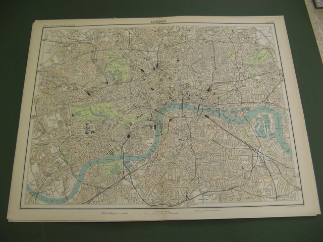 100% ORIGINAL LARGE London Area Map By Bartholomew C1890 Vgc £24.95 ...