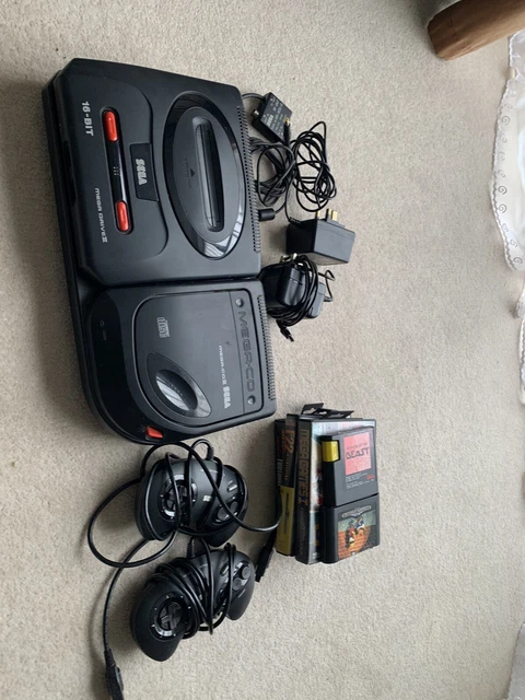 FULL WORKING USED Mega Drive 2 And Mega Cd 2 With All Cables 5 Games 2 ...