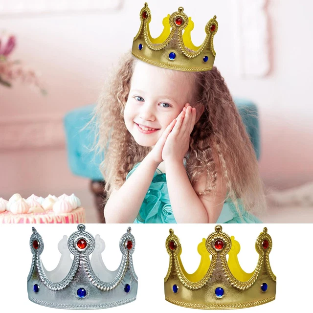 COSTUME CROWN SOFT Adjustable Prince Queen King Crown Birthday Party ...
