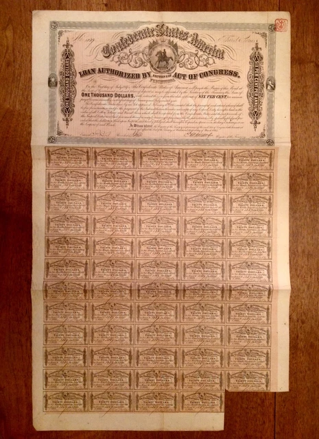 -1864 $1000 THIRD Series Confederate States of America -CSA Civil War ...