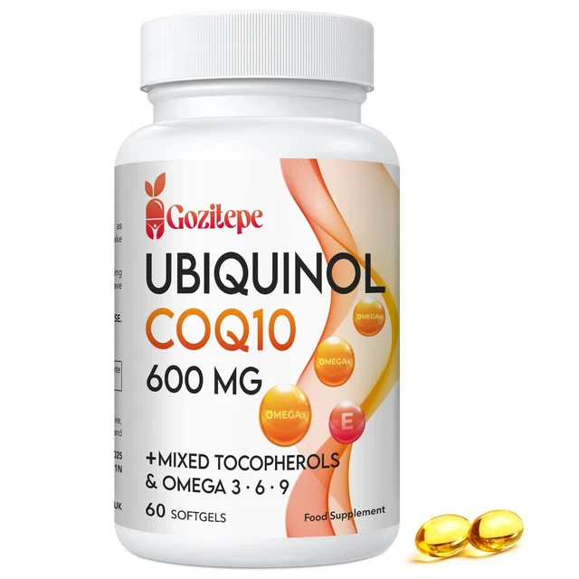 UBIQUINOL COQ10 600MG Softgels with Omega 3, 6, 9 & Vitamin E, 30 ...