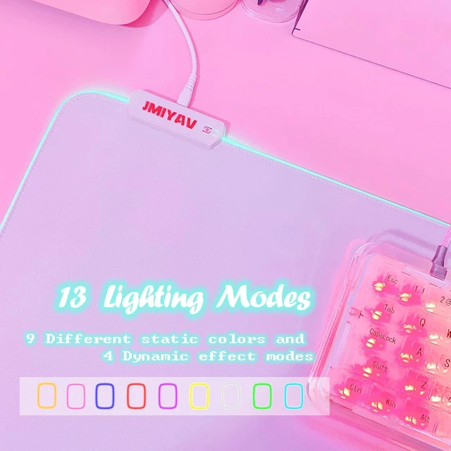 GAMING MOUSE PAD White RGB Mousepad Non-Slip Rubber Base Extra Large ...