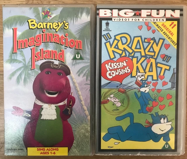BARNEY - IMAGINATION Island AND Krazy Kat-Kissin' Cousins [VHS] *2 x ...