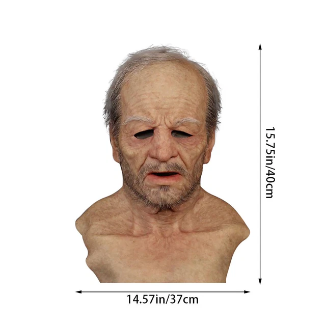 OLD MAN MASK Latex Halloween Cosplay Party Realistic Full Face Masks ...