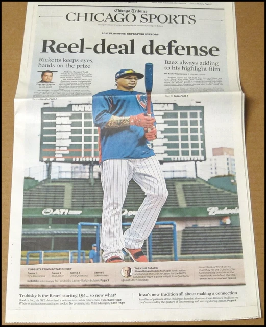 10/5/2017 CHICAGO TRIBUNE Sports Newspaper Javier Baez Cubs Mitch ...