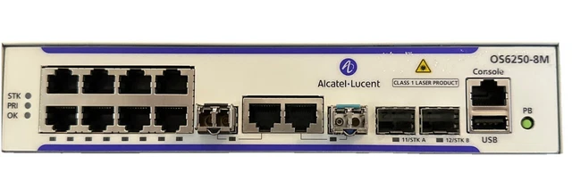 ALCATEL-LUCENT OMNISWITCH OS6250-8M 8x 10/100BaseT +2x1Gb RJ45/SFP £21. ...